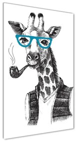 Wallmuralia Vertikální Fotoobraz na skle Žirafa v brýlích 50x100