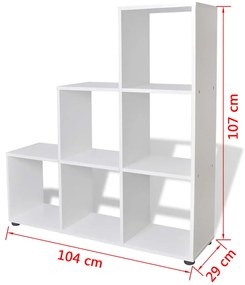 vidaXL 242552 Marketos Staircase Bookcase/Display Shelf 107 cm White