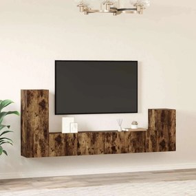 4dílný set TV skříněk kouřový dub kompozitní dřevo 3114627