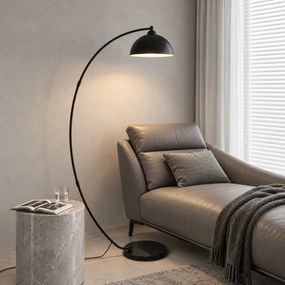 HOMCOM oblouková stojací lampa s mramorovou základnou, černá