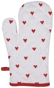 Bílo-červená chňapka - rukavice se srdíčky Love It - 18*30 cm