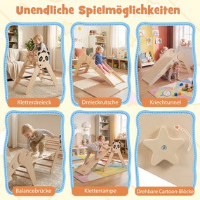 Costway Sada lezeckých trojúhelníků, skládací Montessori lezecká sada ze dřeva