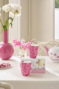 Pip Studio Jolie Flowers sada 2 ks hrnků 350ml, růžová (sada 2 hrnků 350ml z tenkostěnného porcelánu v dárkovém balení)