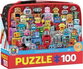 EUROGRAPHICS Puzzle ve svačinovém boxu Roboti / 100 dílků / 48 x 33 cm