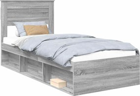 Rám postele s čelo Šedá Sonoma 75 x 190 cm Masivní borové dřevo 3409820