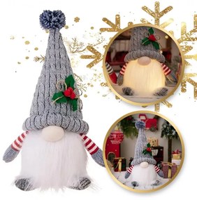 Svítící vánoční trpaslík na baterie FROSTIE 28 cm, šedý