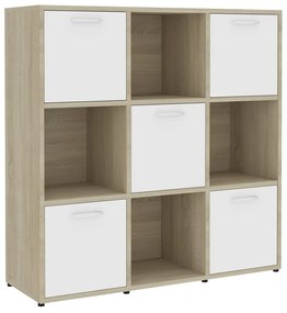 Knihovna Oven - bílá a dub sonoma | 90x30x90 cm