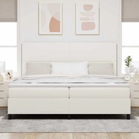 Postel s boxspringem s čelo Krémová a bílá 200 x 200 cm 3337573