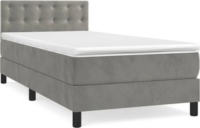 Box spring postel s matrací světle šedá 90x190 cm samet 3141515