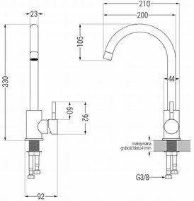 Mexen FOGGIA - Vysoká baterie/dřezová, Černá, 671800-70