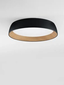 LED stmívatelné černo-dřevěné moderní stropní svítidlo Sigi