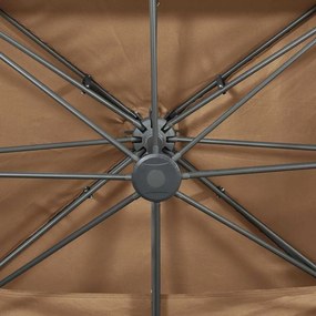 Boční zahradní slunečník s dvojitou stříškou taupe 400 x 300 cm 312375