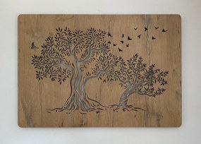 Li-Go "Dvě olivy" světelný obraz 230V 90x60 cm provedení povrchu: černá s patinou
