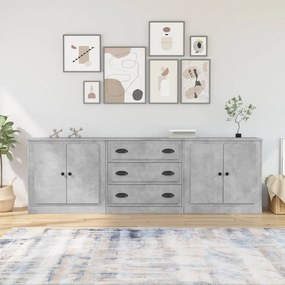 Příborníky 3 ks betonově šedé kompozitní dřevo 3185219