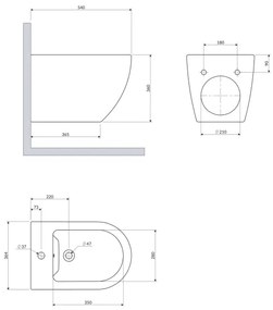 OMNIRES OTTAWACMBIBP - Závěsný bidet OTTAWA keramika/lesklá bílá