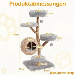Costway Škrabadlo 134 cm 5 patro Kočičí strom s jeskyní Závěsná
