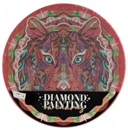 Diamantové malování mandala - lev průměr 30cm s doplňky ve fólii