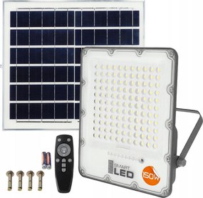 LED Stmívatelný solární reflektor LED/150W/3,2V 5000K 15000 mAh IP65 černá + DO