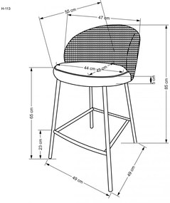 Barová židle- H113- Černá/ Bílá