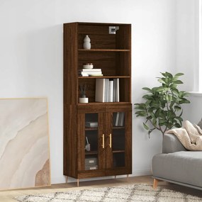 Fionshop 263888457 Skříň highboard hnědý dub 69,5 x 34 x 180 cm kompozitn