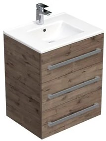 Koupelnová skříňka s umyvadlem Naturel Cube Way 60x76,5x46 cm dub Wellington mat CUBE46603DWMOD