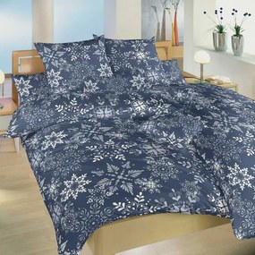 Dadka Povlečení bavlna Snowflakes tmavě modré  140x240, 70x90 cm