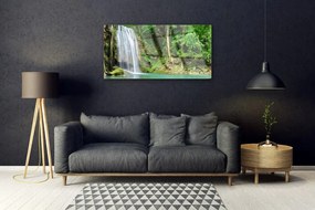 Obraz na skle Vodopád Les Příroda 120x60 cm