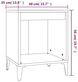 Noční stolek kouřový dub 40 x 35 x 50 cm