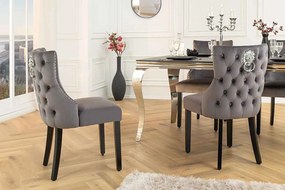 Designová židle Queen Lví hlava šedý samet