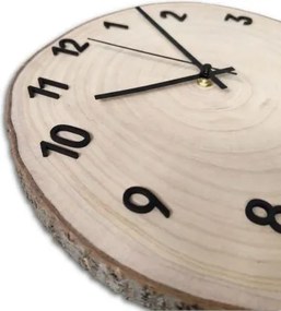 Dřevěné hodiny z přírodního plátu s kůrou | SENTOP KOR003