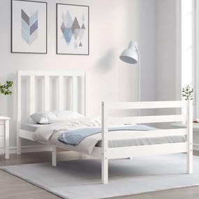 vidaXL Rám postele s čelem 90 x 200 cm masivní dřevo [3193777] Barva: Bílá