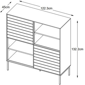 Tmavě hnědá komoda Unique Furniture Modica 122 x 45 cm