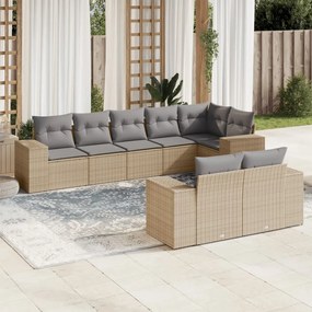 8dílná zahradní sedací souprava s poduškami béžová polyratan 3255156