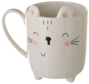 Bílý porcelánový hrnek Unimasa Kitty, 300 ml