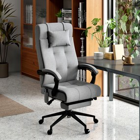 Kancelářská židle Vinsetto s masážní funkcí ergonomická výškově nastavitelná s bederním vyhříváním podnožka podhlavník polyester šedá 66x76x112-120cm…