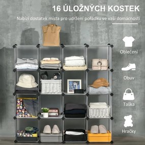 Modulární policový bezšroubový systém s 16 samostatnými regály, mléčný 850-176