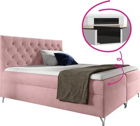 Boxspringová postel, 160x200, růžová látka Velvet, GULIETTE + dárek