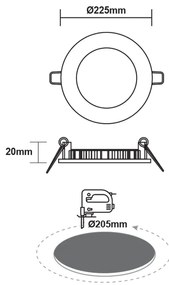 ACA Lighting LED Slim panel PLATO 18W/230V/3000K/1400Lm/120°/IP20, kruhový bílý