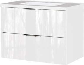 Bílá lesklá závěsná skříňka pod umyvadlo 81x61 cm Celano – Germania