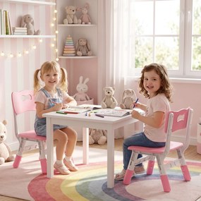 AIYAPLAY dětská židle k psacímu stolu, 2kusová sada, výškově nastavitelná 26-30 cm, ergonomické opěradlo, bez područek pro 1,5–8 let, růžová