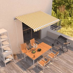 Automatická zatahovací markýza 350 x 250 cm žlutobílá 3068888