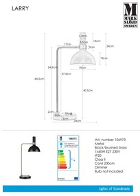 Markslöjd 106973 - Stmívatelná stolní lampa LARRY 1xE27/60W/230V černá/zlatá