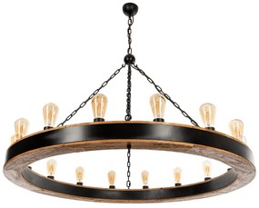 Velký lustr kov a dřevo LIPNO 120 cm/16 x E27