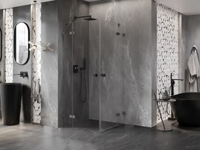 Mexen Lunar Duo, výklopný sprchový kout 85 x 85 cm, 8mm čiré sklo, profil grafit broušený, 834-085L-085P-66-00