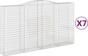 Klenuté gabionové koše 7 ks 400x50x220/240cm pozinkované železo 3147079
