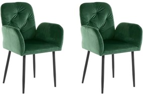 Danish style Jídelní židle Milton (SADA 2 ks), samet, tmavě zelená