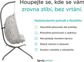 Závěsné křeslo MOLINE s černým stojanem, béžové