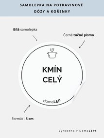 Samolepka na kořenky KMÍN CELÝ bílá 5 cm tučné písmo