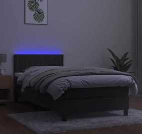 vidaXL Box spring postel s matrací a LED 80 x 200 cm samet [3134490] Barva: Růžová