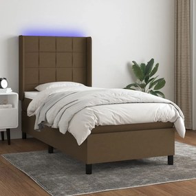 Box spring postel s matrací a LED tmavě hnědá 80x200 cm textil 3138272